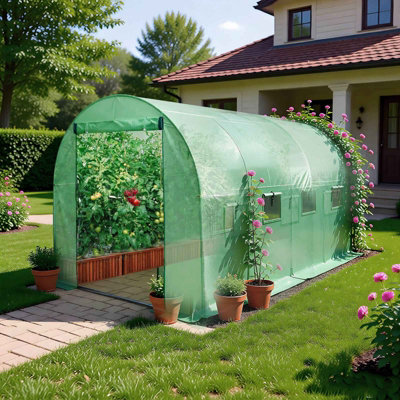 Birchtree 4mx2mx2m Fully Galvanised Frame Polytunnel Greenhouse ...