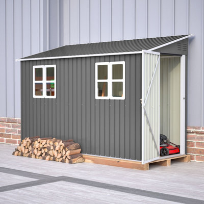 BIRCHTREE 4x10ft Lean To Garden Shed Metal Storage Tool House Pent Roof ...