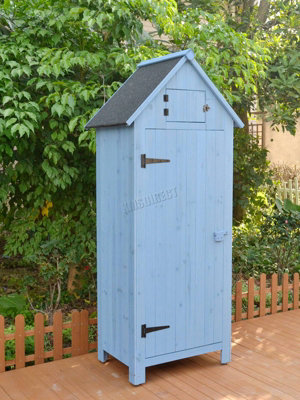 BIRCHTREE Blue Wooden Storage Shed Sentry Box Beach Hut Garden Cupboard ...