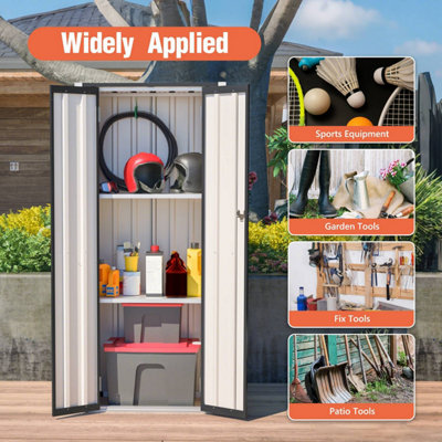 BIRCHTREE Metal Garden Storage Box Shed Outdoor with Shelves Cabinet ...