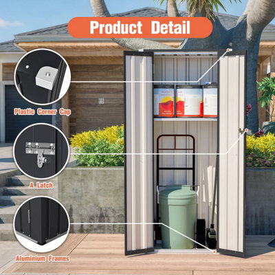 BIRCHTREE Metal Garden Storage Box Shed Outdoor with Shelves Cabinet ...