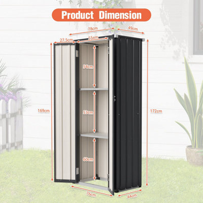 BIRCHTREE METAL GARDEN STORAGE BOX SHED OUTDOOR WITH SHELVES CABINET ...