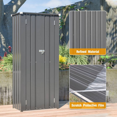 BIRCHTREE Metal Garden Storage Box Shed Outdoor with Shelves Cabinet ...