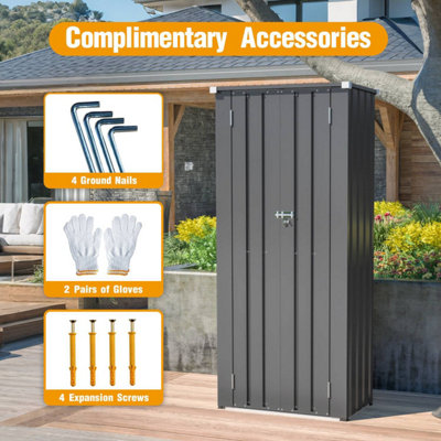 BIRCHTREE Metal Garden Storage Box Shed Outdoor with Shelves Cabinet ...