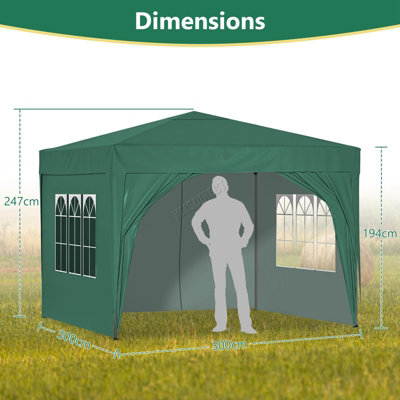 Birchtree Waterproof 3m x 3m Heavy Duty Pop Up Gazebo Marquee Garden ...