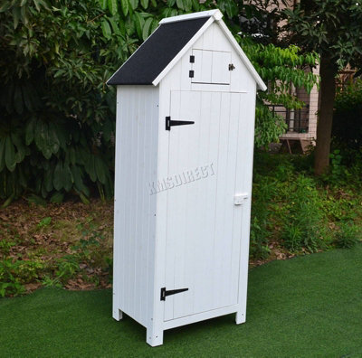 BIRCHTREE White Wooden Storage Shed Sentry Box Beach Hut Garden ...