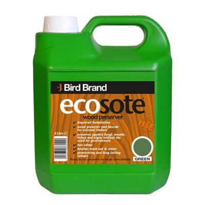 Bird Brand 4 Litre Ecosote Wood Preserver Prevents Algae - Green | DIY ...