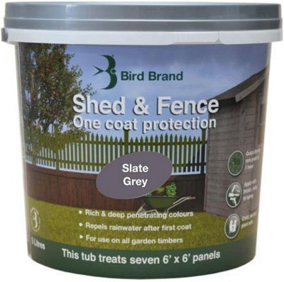 Bird Brand Shed & Fence One Coat Protection Wood Treatment 5L- Slate Grey