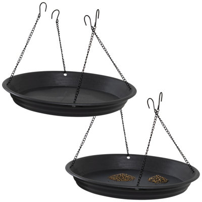 Bird Feeder Seed Catcher Large Hanging Tray Attachment 32cm, 4 Hooks 2 Pack