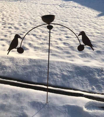 Bird Feeder Wind Rocker Double Bare Metal/Ready to Rust - Steel - W54 x ...