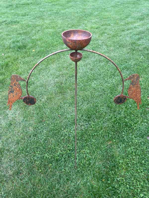 Bird Feeder Wind Rocker Double Bare Metal/Ready to Rust - Steel - W54 x ...