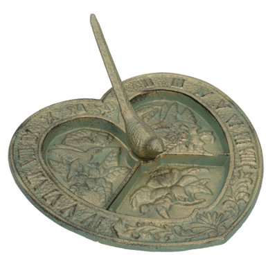 Bird Heart Sundial Ornament Cast Iron Garden Yard Feature Statue Clock ...