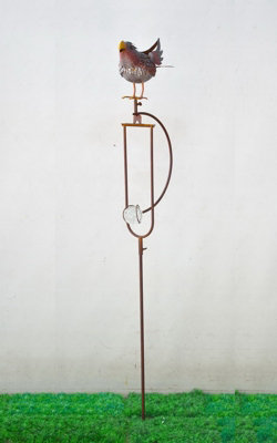 Bird Rocker Garden Stake - Metal - L25 x W25 x H137 cm