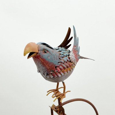 Bird Rocker Garden Stake - Metal - L25 x W25 x H137 cm