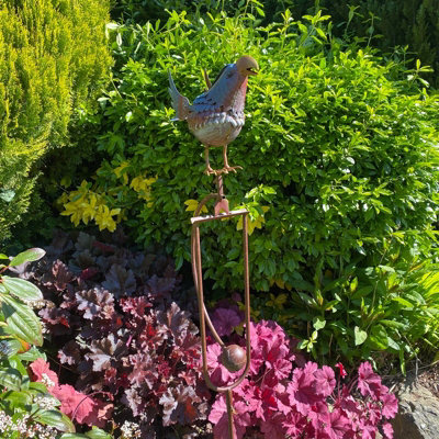 Bird Rocker Garden Stake - Metal - L25 x W25 x H137 cm