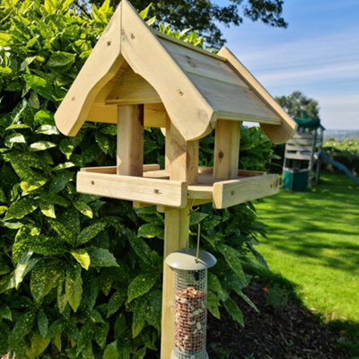 Bird Table, Wild Garden Bird Seed Feeder Table - Scandinavian Redwood - L12 x W12 x H161 cm ...
