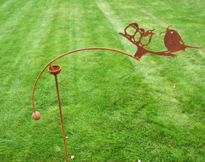 Birds Feeding Wind Rocker Single Bare Metal/Ready to Rust - Steel - L66 ...