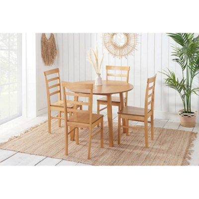 Birlea Pickworth Round Dining Set with 4 Upton Chairs Brown | DIY at B&Q
