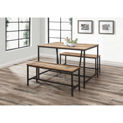 Birlea Urban Dining Table & Bench Set Rustic | DIY at B&Q