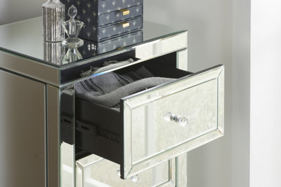 BIRLEA VALENCIA 5 DRAWER NARROW CHEST MIRRORED
