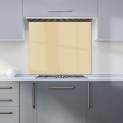 Biscuit Brown Premium Glass Kitchen Splashback W600mm x H750mm | DIY at B&Q
