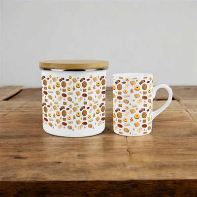 Biscuit Mug & Canister Gift Set - Novelty Gifts for Foodies - Ceramic ...