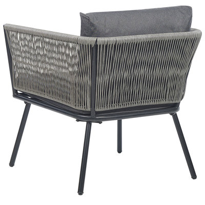 Bistro Set with Cushion GARGANO PE Rattan Grey