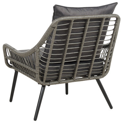 Bistro Set with Cushions LAURETO PE Rattan Grey