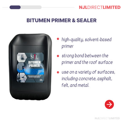 Bitumen Black Primer and sealer, felt, concrete, flashing tape 5L Njl ...