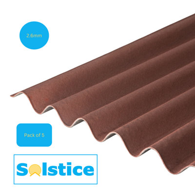 Bitumen Corrugated Red Roofing Sheet 2m x 950mm x 2.6mm Pack of 5