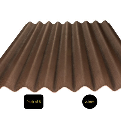 Bitumen Corrugated Sheets Brown 1m x 837mm x 2.2mm Pack of 5