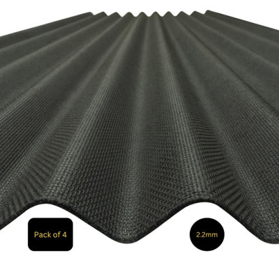 Bitumen Corrugated Sheets Green 1m x 837mm x 2.2mm Pack of 4
