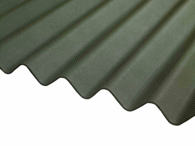 Bitumen Corrugated Sheets Green 1m x 837mm x 2.2mm at B&Q