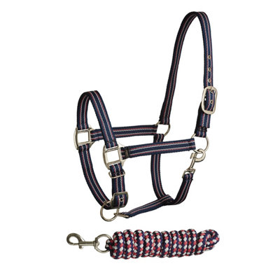 Bitz Two Tone Horse Headcollar and Leadrope Set Navy/White (Cob) | DIY ...