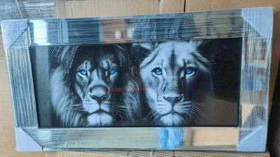 Biznest 3D Liquid Glitter Art Work Mirrored Frame Lion Royal Family ...