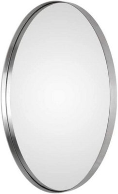 Biznest 50cm Large Round Wall Mirror Silver Deep Aluminium Metal Frame ...