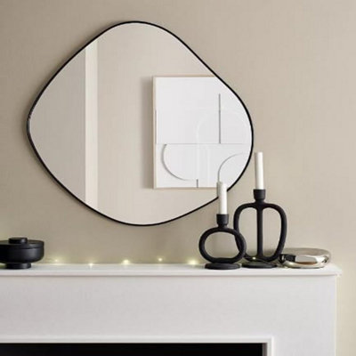 Biznest 64x70cm Black Edged Wall Mirror Stylish Design Living Room ...