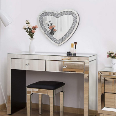 Biznest 80x70 cm LED Light Heart Shape Sparkly Crushed Crystal Diamante ...