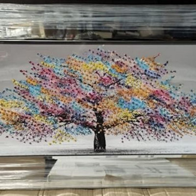 Biznest Blossom Tree Picture 3D Glitter Liquid Art Mirrored Frame Wall ...