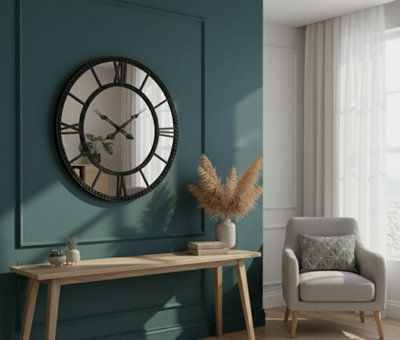 Biznest Double Row Beaded Edges Round Wall Clock Roman Numerals ...