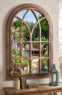 Biznest Elegant Arched Top Distressed Window Soho Wall Mounted Mirror ...
