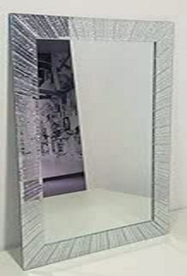 Biznest Elegant Rectangle Wall Mirror Silver Glitter Sunburst Frame ...
