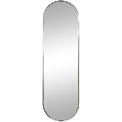Biznest Elongated Oval Shape Wall Mount Mirror Metal Alloy Framed Sleek ...