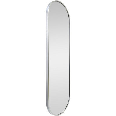 Biznest Elongated Oval Shape Wall Mount Mirror Metal Alloy Framed Sleek ...