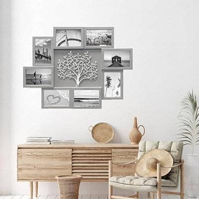 Biznest Embossed Family Tree Grey 7 Silver Photo Frame Collage 8 ...