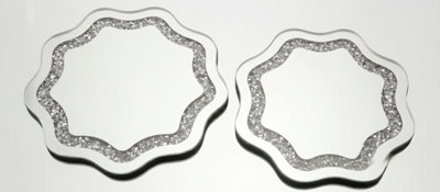 Biznest Pack Of Silver Glass Crushed Crystal Diamond Wavy Round Shape ...