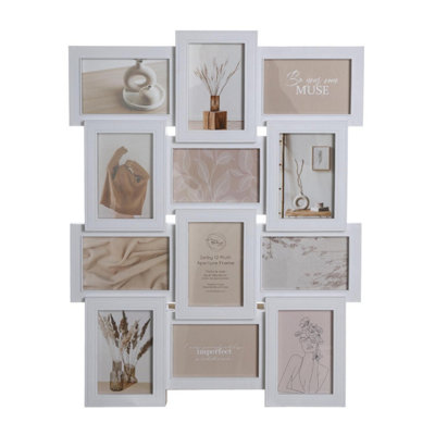 Biznest Selby Sleek White Tone 12 Multi-Aperture Photo Frame Glass ...