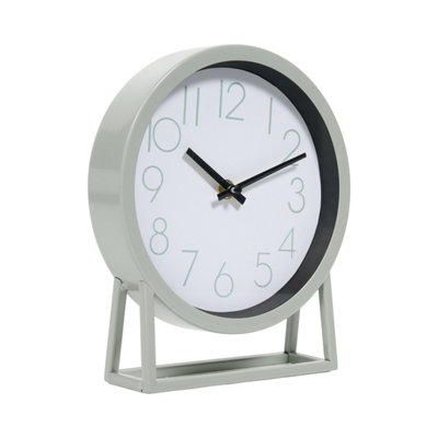 Biznest Soft Sage Green Finish Mantel Clock Analogue Display Classic ...