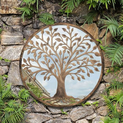 Biznest The Outdoor Living Collection Round Tree Mirror Plastic Black ...