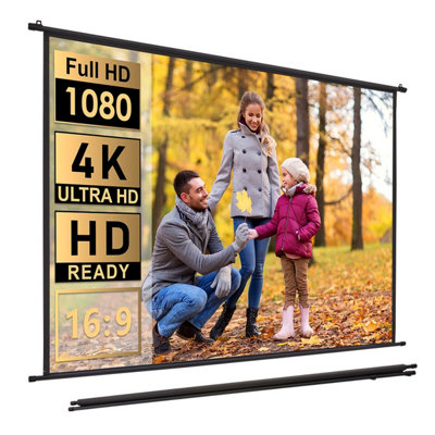 Black 174.5cm W 80" 3D 4K HD Indoor 4:3 Portable Projector Screen